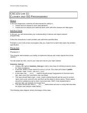 FA21 CSC121 Lab11 1 Docx CSC121 Python Programming CSC121 LAB 11 CLASSES AND OO PROGRAMMING