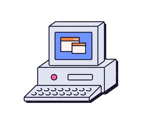 Premium Vector Old Retro Desktop Pc 1990s Personal Computer 90s