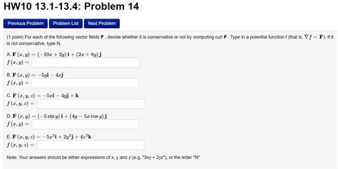 solved 1 point for each of the following vector fields f