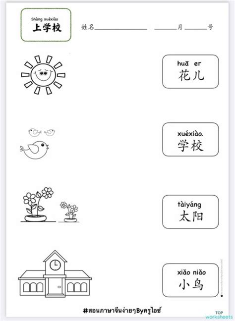 ผลไม้ภาษาจีน Interactive Worksheet Topworksheets