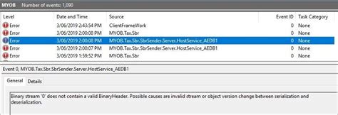 Sbrsender Exception Errors Appear In Event Log For Server 2019