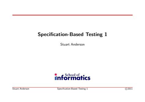 [ppt] Specification Based Testing 1 Stuart Anderson Stuart Anderson Powerpoint Presentation