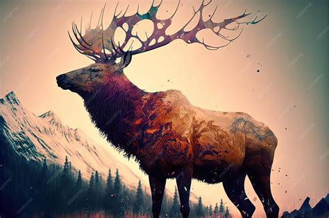 Premium Ai Image Moose With Big Antlers In Imposing Pose Background