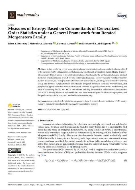 Pdf Measures Of Extropy Based On Concomitants Of Generalized Order