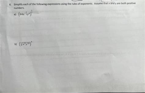 Solved 6 Simplify Each Of The Following Expressions Using