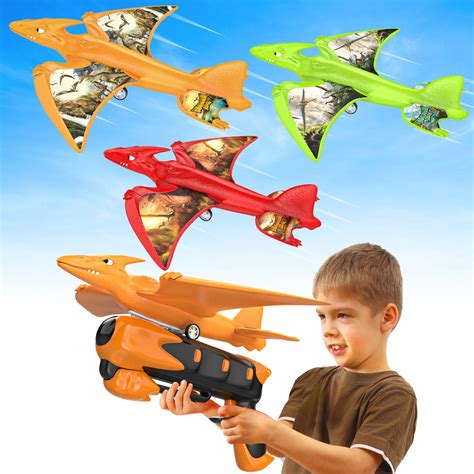 3 Pack Dinosaur Airplane Launcher Toys Flying Toys For 3 4 5 6 7 8 9