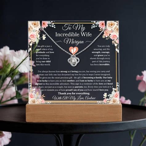 Wife Push Present Personalized Plaque Necklace Gift For New Mom Push Present Memory Keepsake