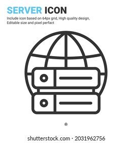 Server Icon Vector Outline Style Isolated Stock Vector Royalty Free Shutterstock