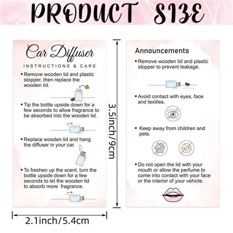 100pcs Car Diffuser Instruction Cards For Car Oil Diffuser Bottles Car Hanging Diffuser Cards
