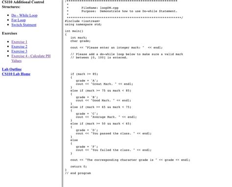 Solved Cs110 Additional Control Structures • Do While