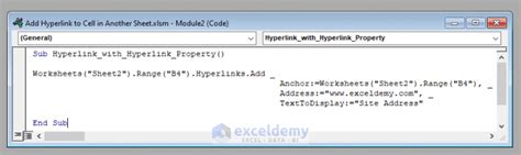 Excel Vba Add Hyperlink To Cell In Another Sheet 2 Examples