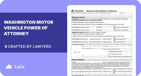 Free Washington Motor Vehicle Power Of Attorney Form