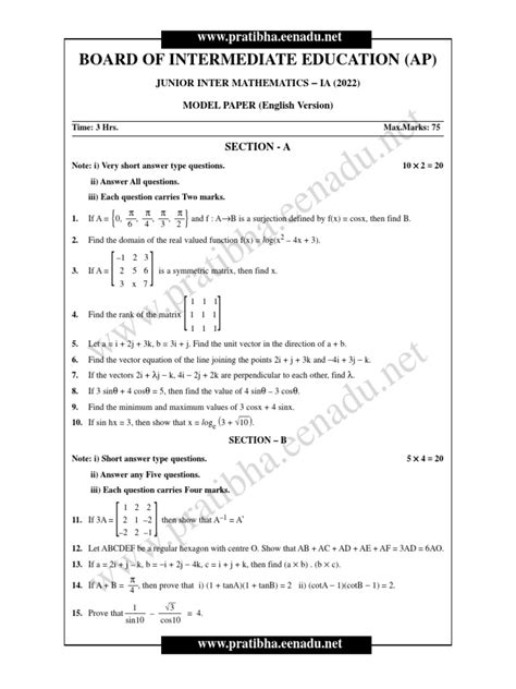 Ap Jrinter 2022 Maths1a Em Pdf Mathematical Objects Mathematical