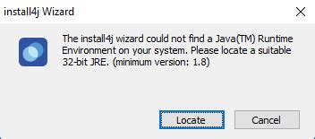 The Install4j Wizard Could Not Find A Java TM Runtime Environment On Your System
