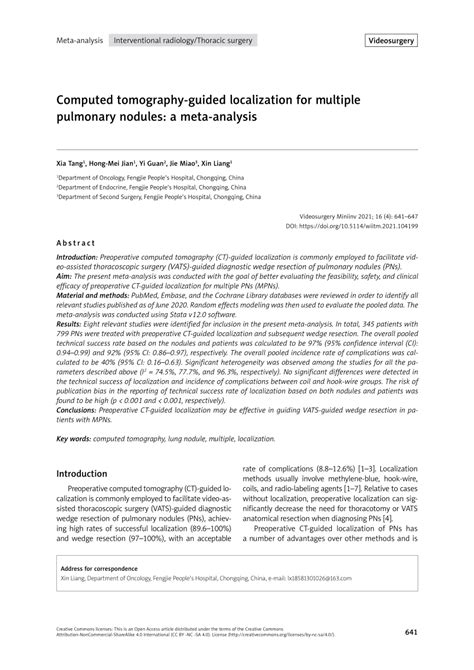 Pdf Computed Tomography Guided Localization For Multiple Pulmonary