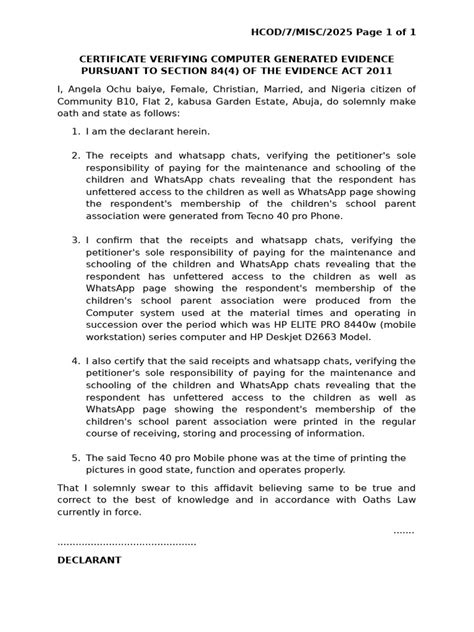 Certificate Declaration Pdf