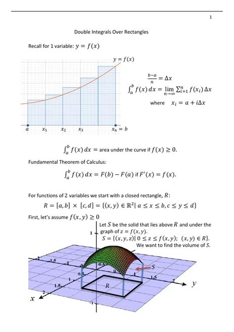Calculus 3 The Double Integral Over A Rectangle Guaranteed 100 Pass Math Stuvia Us