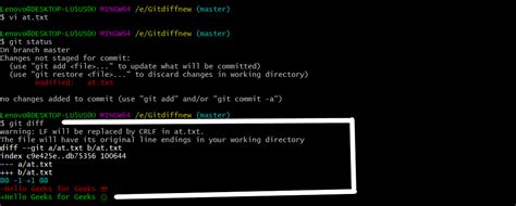 Git Diff Geeksforgeeks