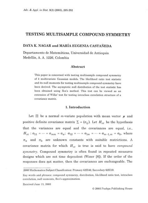 pdf testing multisample compound symmetry