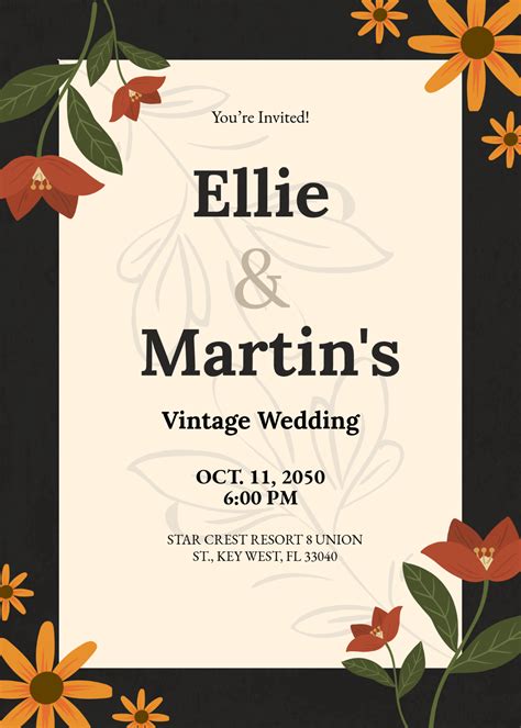Free Vintage Invitation Templates Editable And Printable