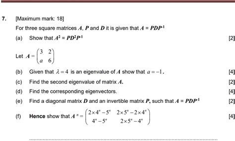 Solved Maximum Mark For Three Square Matrices A P And Chegg Com