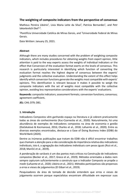 Pdf The Weighting Of Composite Indicators From The Perspective Of Consensus