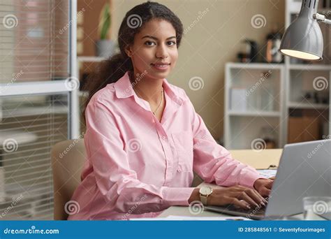 Female Boss Wearing Pink In Office Stock Image Image Of Office