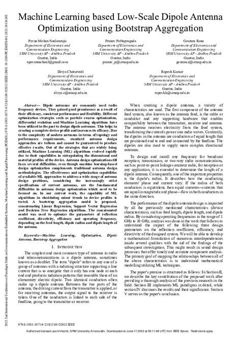 pdf machine learning based low scale dipole antenna optimization