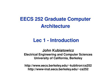 Eecs 252 Graduate Computer Architecture Lec 1 Introduction Ppt Download