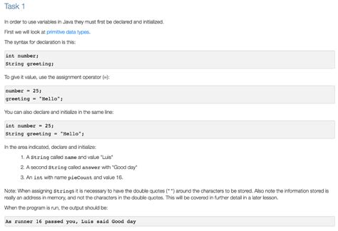Solved Task 1 In Order To Use Variables In Java They Must