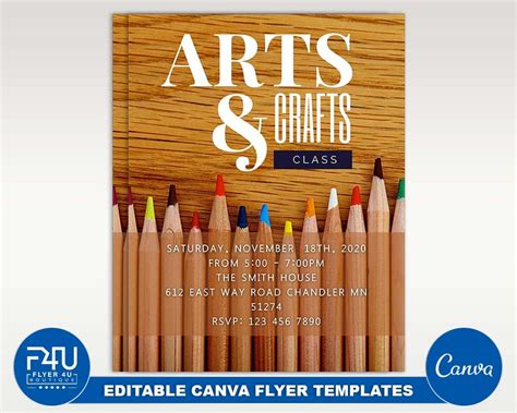 Craft Class Flyer Diy Canva Craft Class Flyer Template 2022 Editable