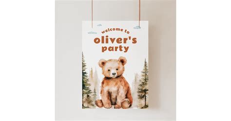 Our Little Bear Is One 1st Birthday Welcome Sign Zazzle