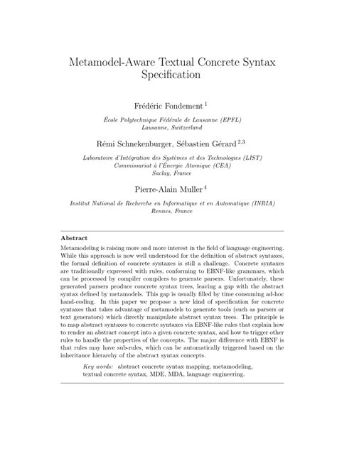 Pdf Metamodel Aware Textual Concrete Syntax Specification