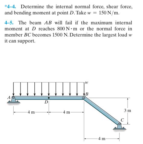 Solved 4 4 ﻿determine The Internal Normal Force Shear