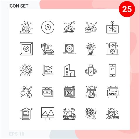 Vector Pack Of 25 Icons In Line Style Creative Outline Pack Isolated On