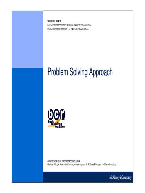 Mckinsey Problem Solving Approach Pdf Mc Kinsey And Company Hypothesis