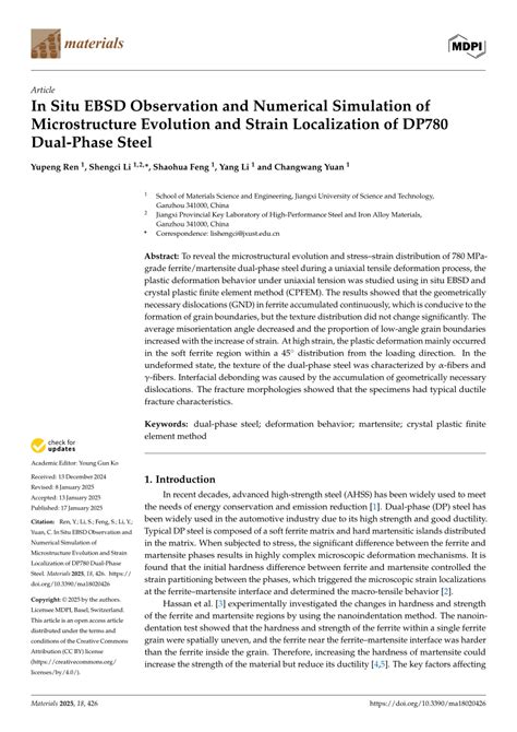 Pdf In Situ Ebsd Observation And Numerical Simulation Of Microstructure Evolution And Strain