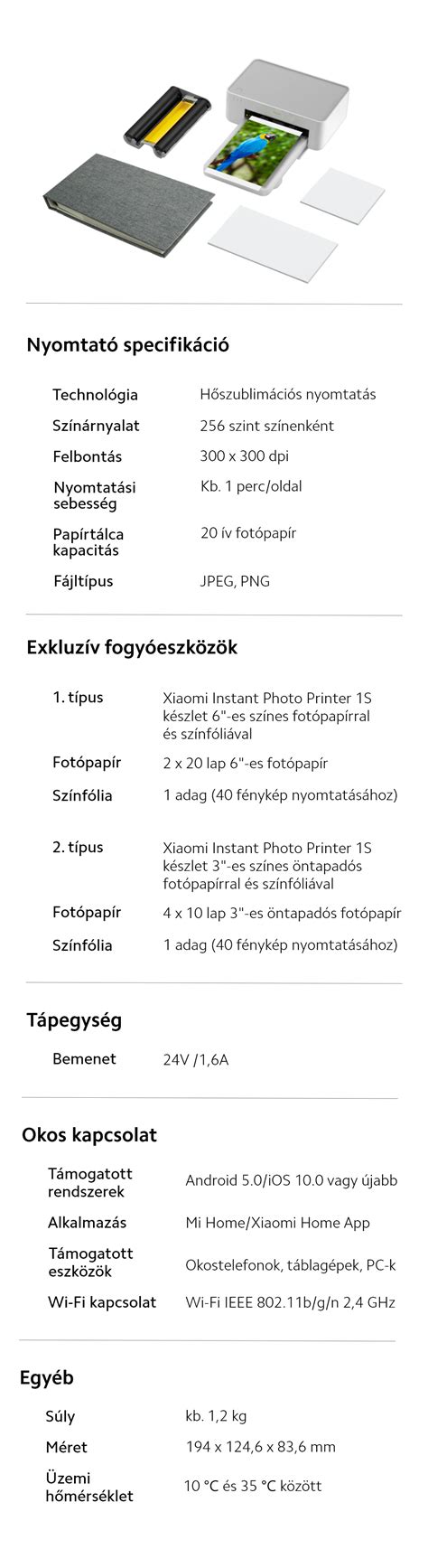 Xiaomi Instant Photo Printer 1s Set Eu Bhr6747gl Okos Hősz