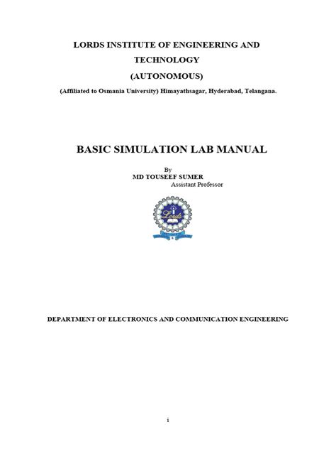 Bs Lab Manual Pdf Engineering Matlab