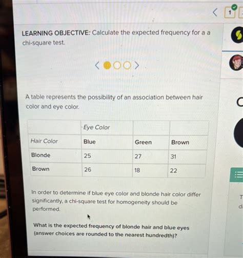 Learning Objective Calculate The Expected Frequency For A Chi Square Test A Table Represents The