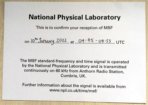 MSF Time Service QSL And More