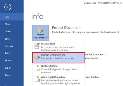 Word Password Protect Your Document