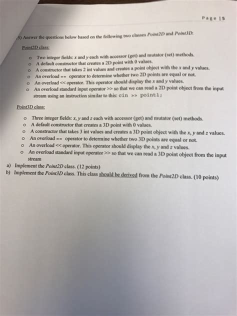 Solved Below Based On The Following Two Classes Point 2d And