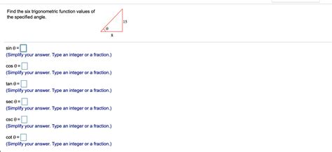 Solved Find The Six Trigonometric Function Values Of The