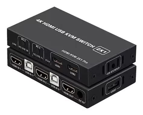 Switch Kvm 2x1 Hdmi 4k Usb 2 Puertos Luegopago
