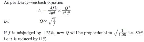 The Value Of Friction Factor Is Misjudged By 25 In Using Darcy Weisbach Equation The