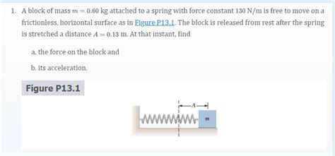 solved a block of mass m 0 60 kg attached to a spring with