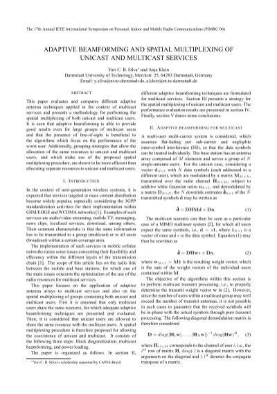 Adaptive Beamforming And Spatial Multiplexing Of Unicast And