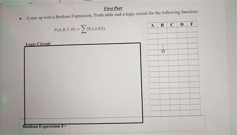 solved first part come up with a boolean expression truth