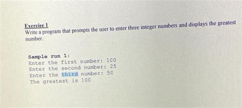 Solved Exercise 1 Write A Program That Prompts The User To